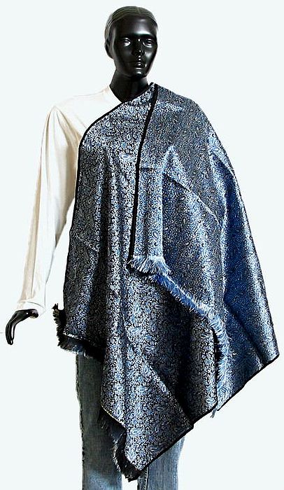 Jamavar Design Reversible Blue Himroo Shawl