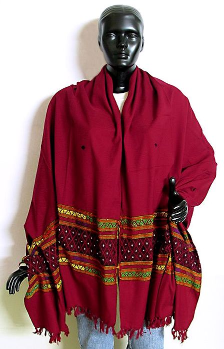 Red Manipuri Shawl