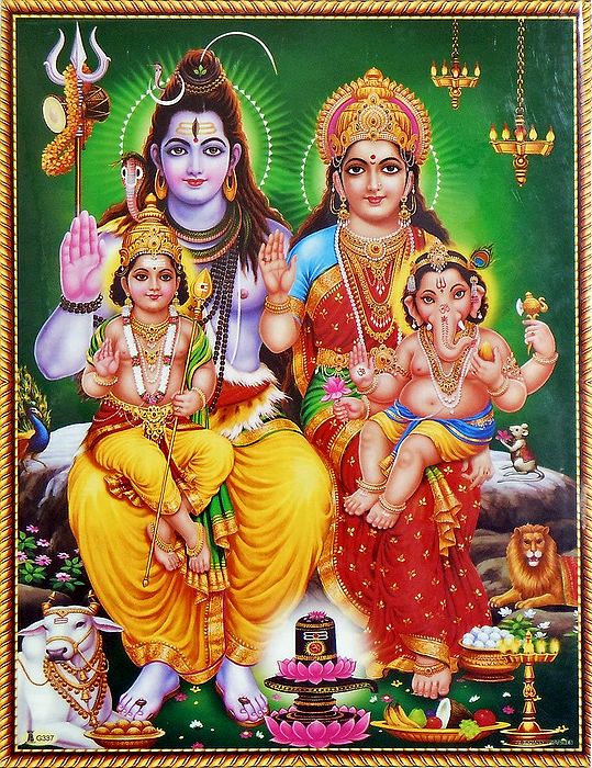 Shiva Parivar - Poster with Plastic Lamination -11.5 x 8.5 in.