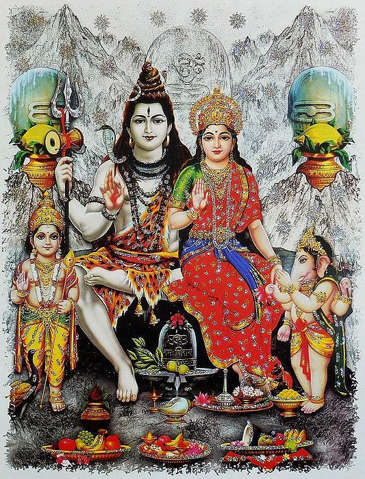Shiva Parivar - Buy Glitter Poster
