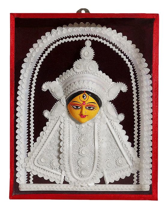 Face of Durga with Shola Pith Decoration - Wall Hanging
