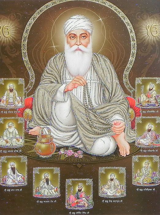 Ten Sikh Gurus with Golden Temple (Poster with Glitter) 20 x 14 in ...