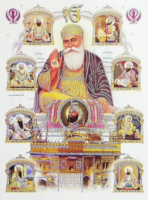 Ten Sikh Gurus and Golden Temple (Poster with Glitter) 20x14 inches ...