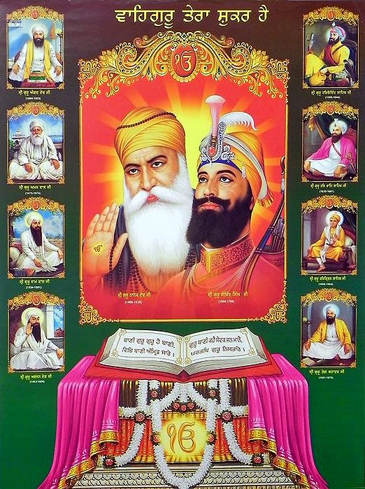 Ten Sikh Gurus and Guru Granth Sahib(Holy Sikh Book)