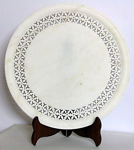 Carved Marble Plate - Dia - 12 inches