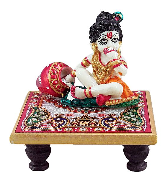 Bal Gopal Sitting on Chowki - Marble Statue