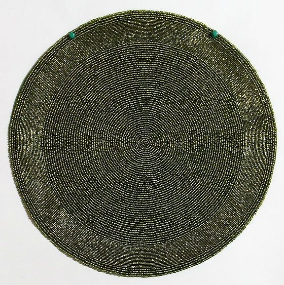 Plain Green Beaded Round Centre Table Mat