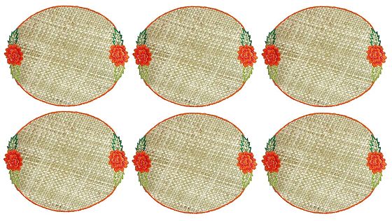 Six Hand Weaved Palm Leaf Table Mats - 13 x 11 inches Each