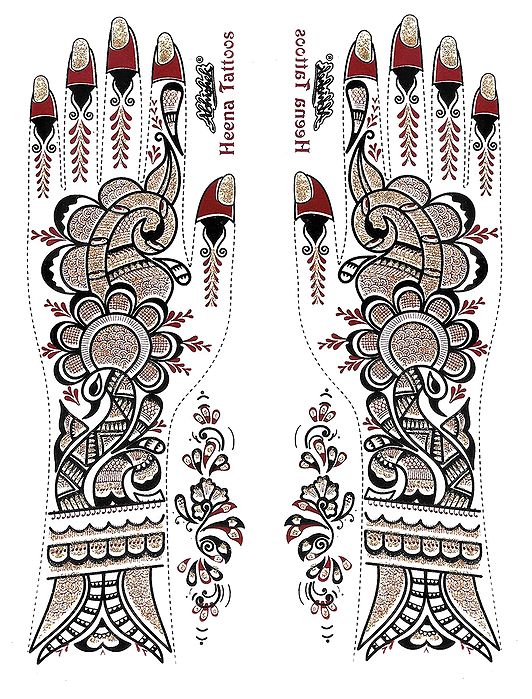 Pair of Golden Glitter Sticker Mehendi