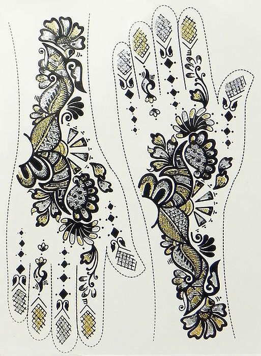 Black, Golden and Silver Sticker Mehendi for Hand