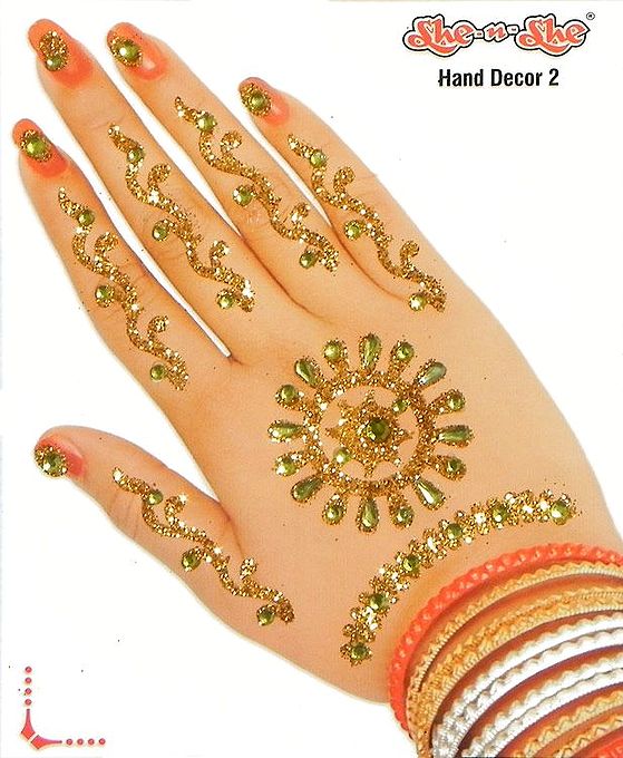 One Piece Light Green Stone Studded Hand Mehendi