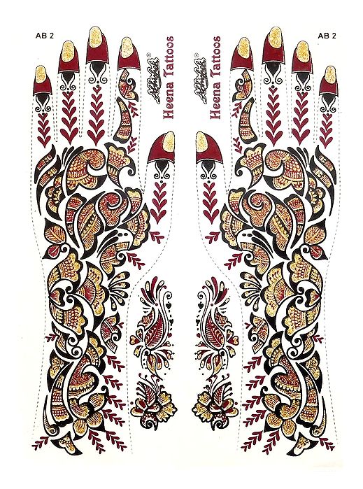 Pair of Golden Glitter Sticker Mehendi