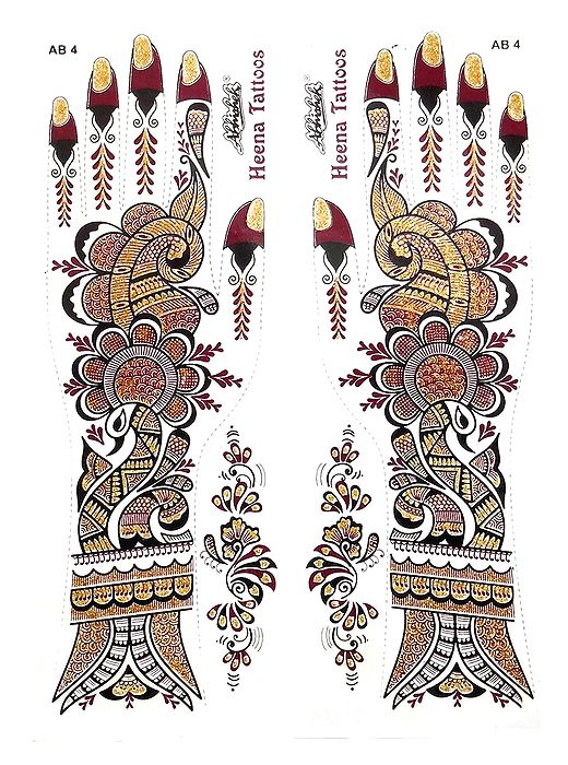 Pair of Golden Glitter Sticker Mehendi