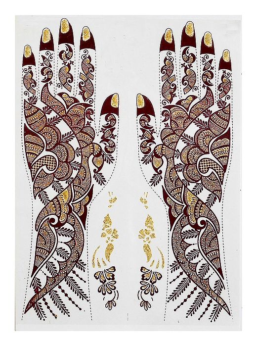 Pair of Golden Glitter Sticker Mehendi