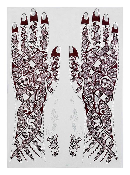 Pair of Silver Glitter Sticker Mehendi