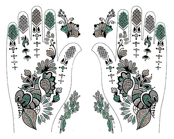 Pair of Glitter Sticker Mehendi