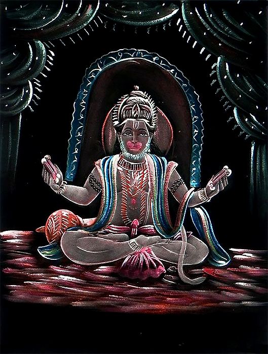 Hanuman - Painting on Velvet