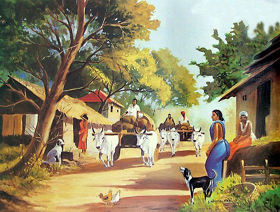 Indian Village Scene