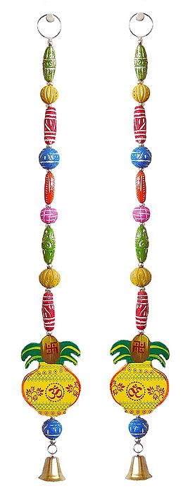 Hanging Om Kalash with Colorful Wooden Beads