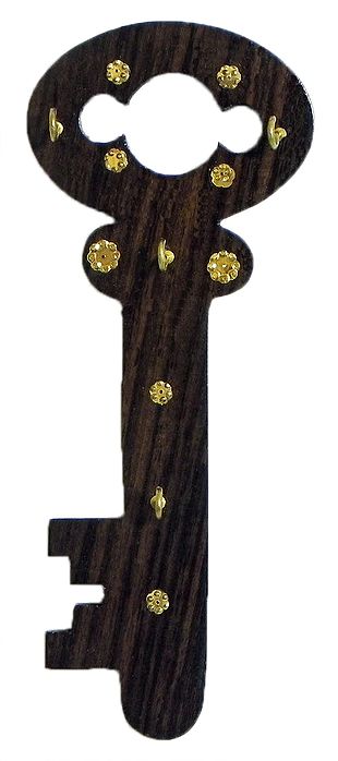 Key Shaped Key Rack with Four Hooks - Wall Hanging