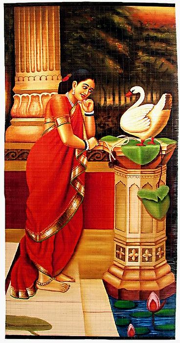 Hamsa Damayanti - Raja Ravi Varma Painting (Wall Hanging)