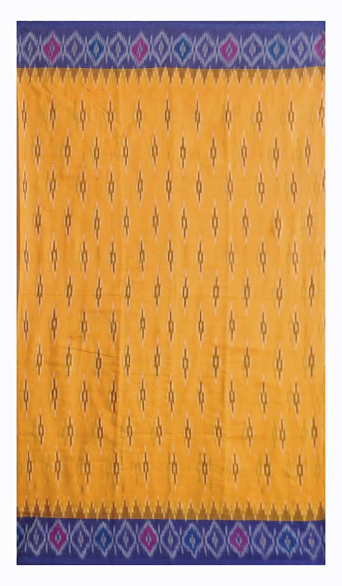 Ikkat Design on Yellow Cotton Saree