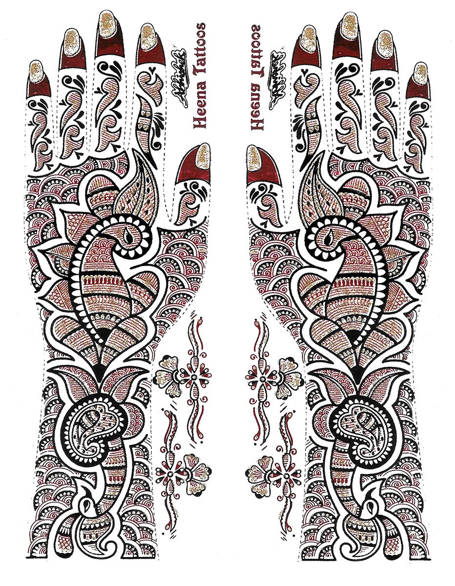 Pair of Golden Glitter Sticker Mehendi